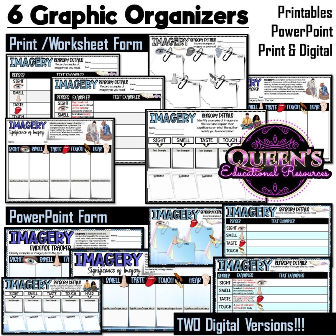 Imagery Worksheets | Imagery Graphic Organizer Worksheets | Imagery ...