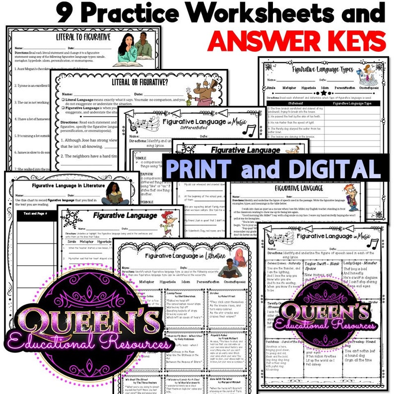 Figurative Language Practice Worksheets | Figurative Language ...