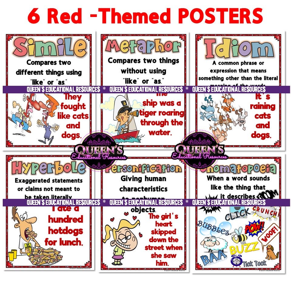 Figurative Language Posters | Learning Posters | Onomatopoeia ...
