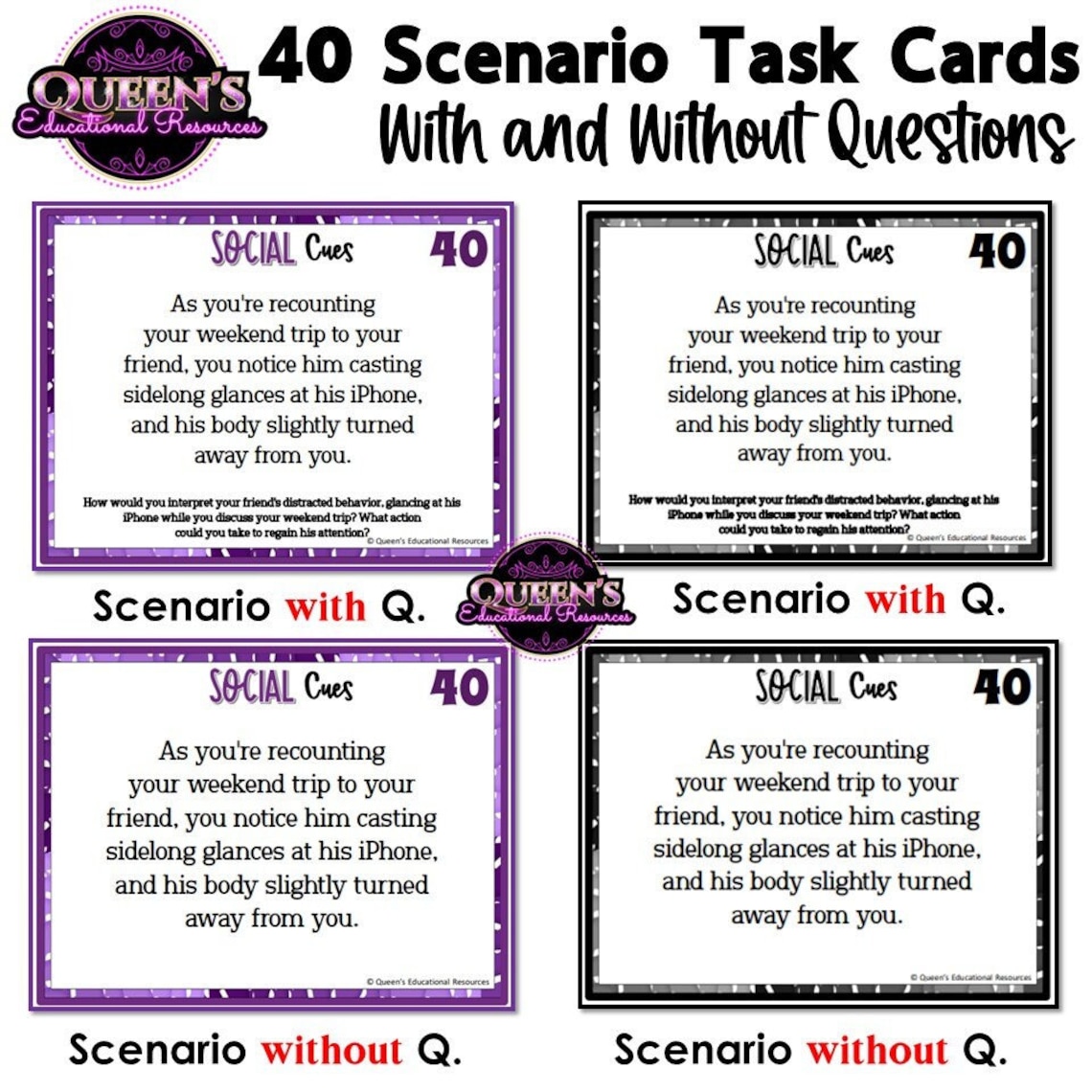 Social Cues Scenarios | Nonverbal Cues | Body Language Activities ...