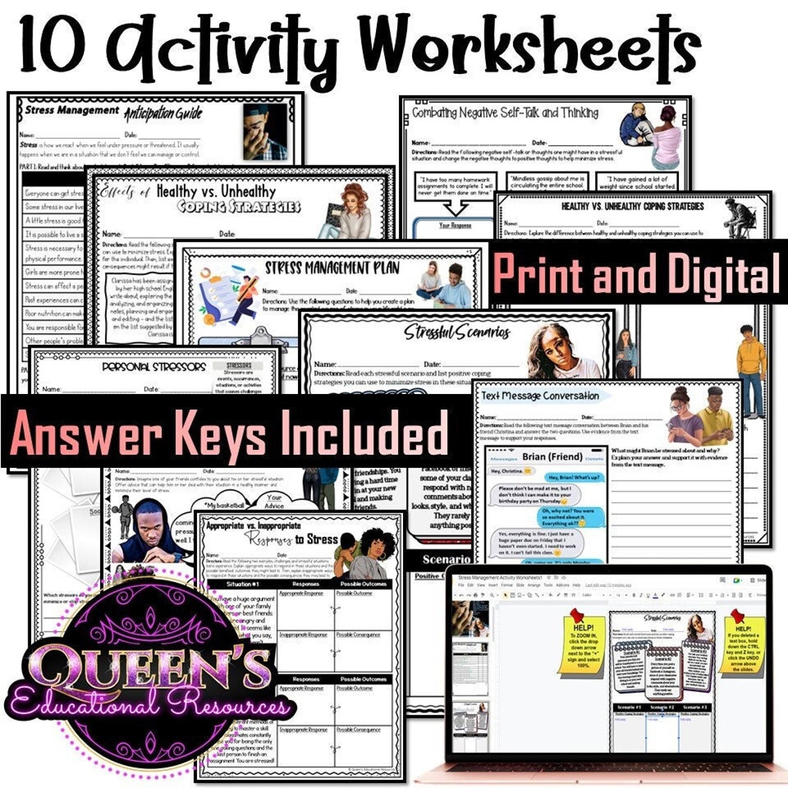 Stress Management Activities Stress Management Worksheets Coping Skills ...