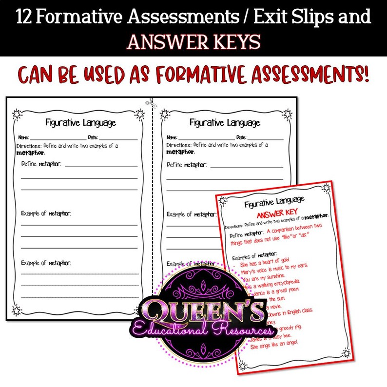 Figurative Language Assessment Worksheets | Assessments | Reading ...