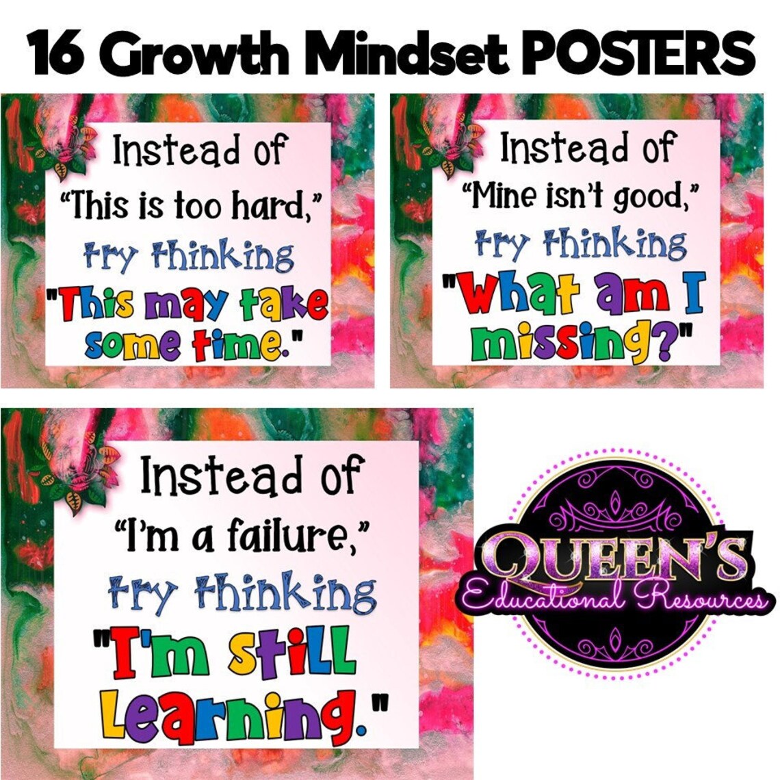 Growth Mindset Posters Growth Mindset Bulletin Board Positive ...