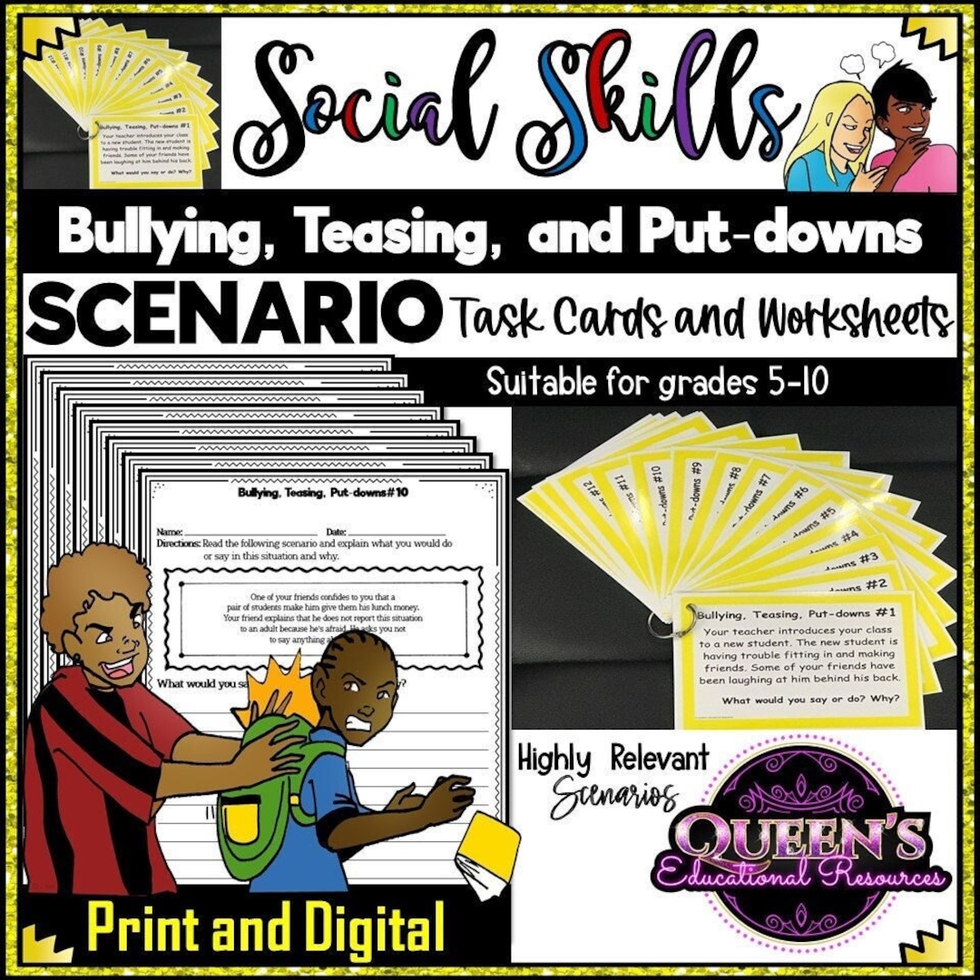 Bullying, Anti-bullying, Scenarios, Task Cards, Conflict Resolution ...
