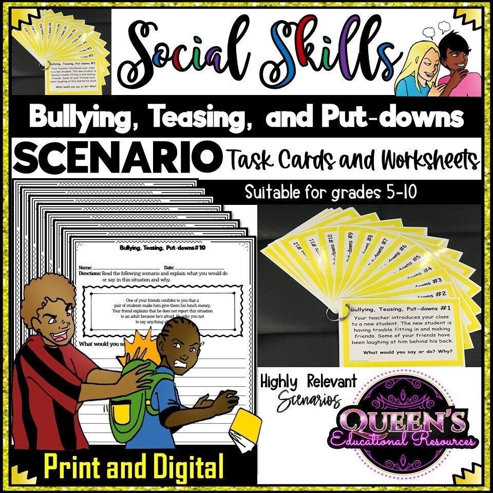 Bullying, Anti-bullying, Scenarios, Task Cards, Conflict Resolution ...