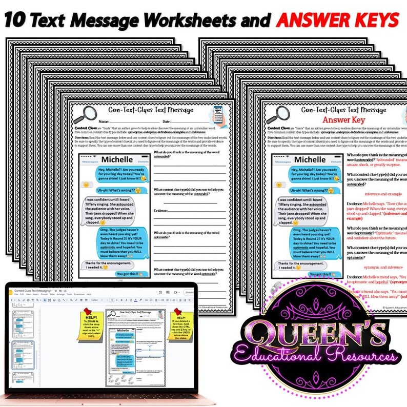Context Clues Text Messaging Worksheets, Practice Worksheets ...