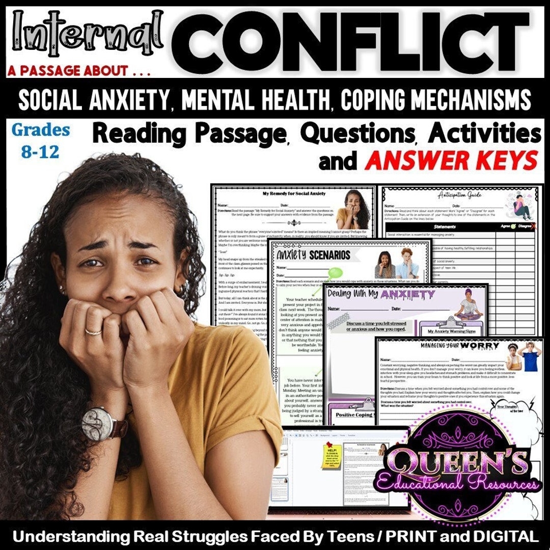 Conflict Reading Passage and Activity Worksheets, Social Anxiety ...