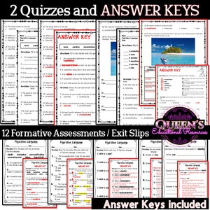 Figurative Language Assessment Worksheets | Assessments | Reading ...
