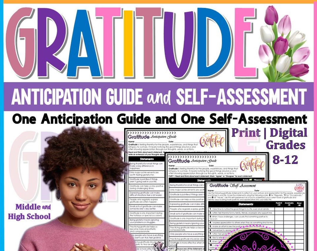Gratitude Anticipation Guide | Gratitude Self-assessment | Thanksgiving ...