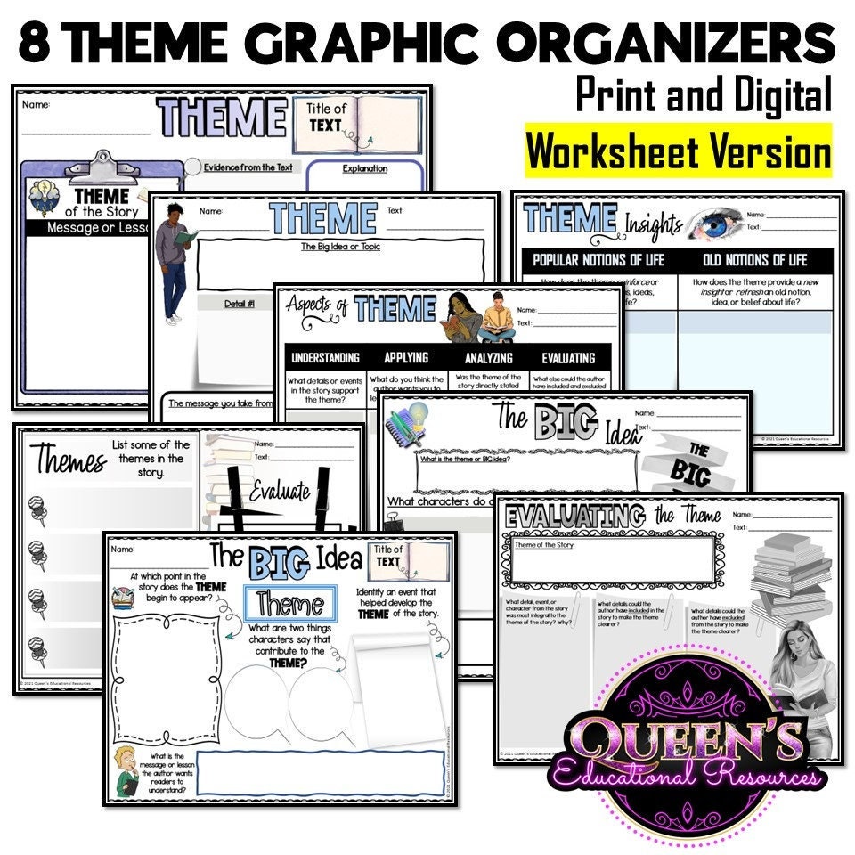 Theme Graphic Organizers, Theme Worksheets, Reading Comprehension ...