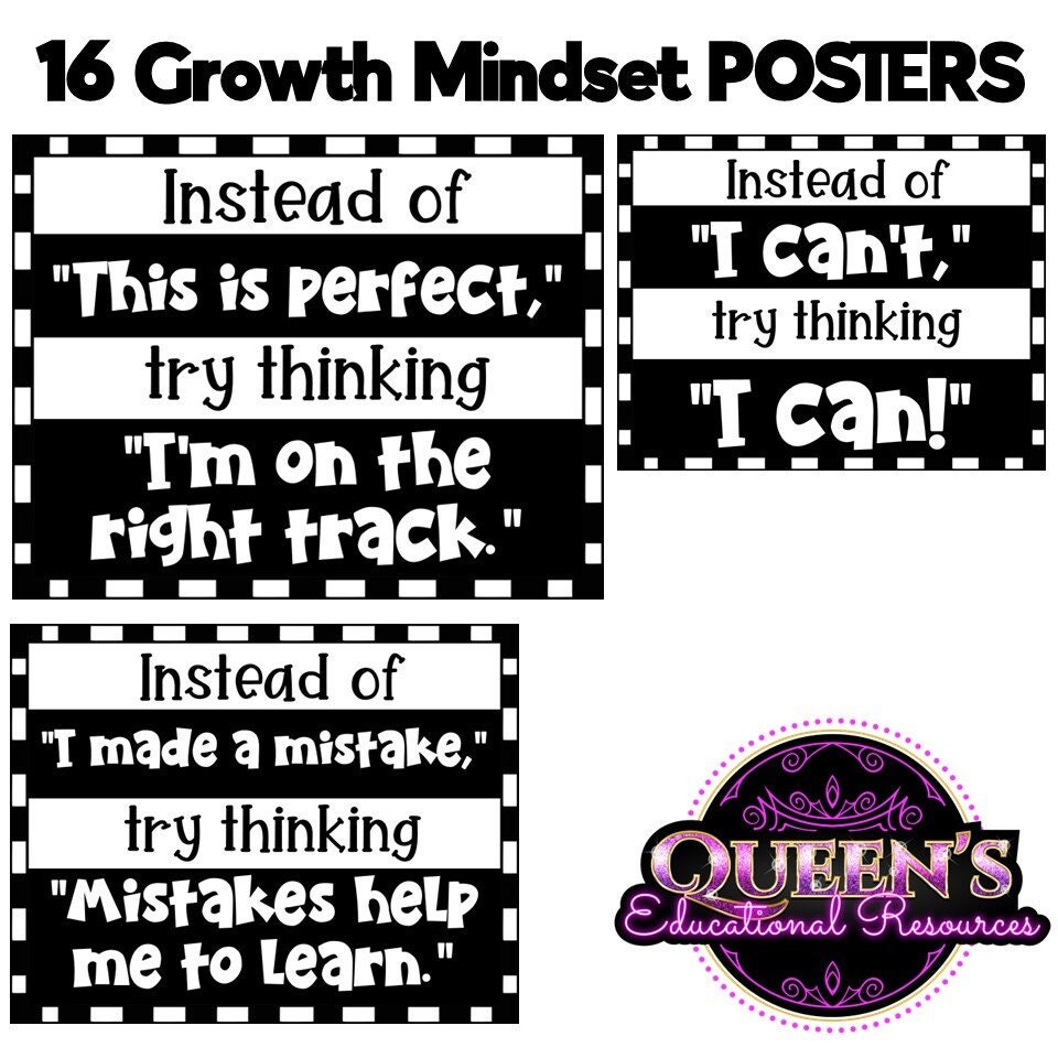 Growth Mindset Posters Growth Mindset Bulletin Board Positive ...