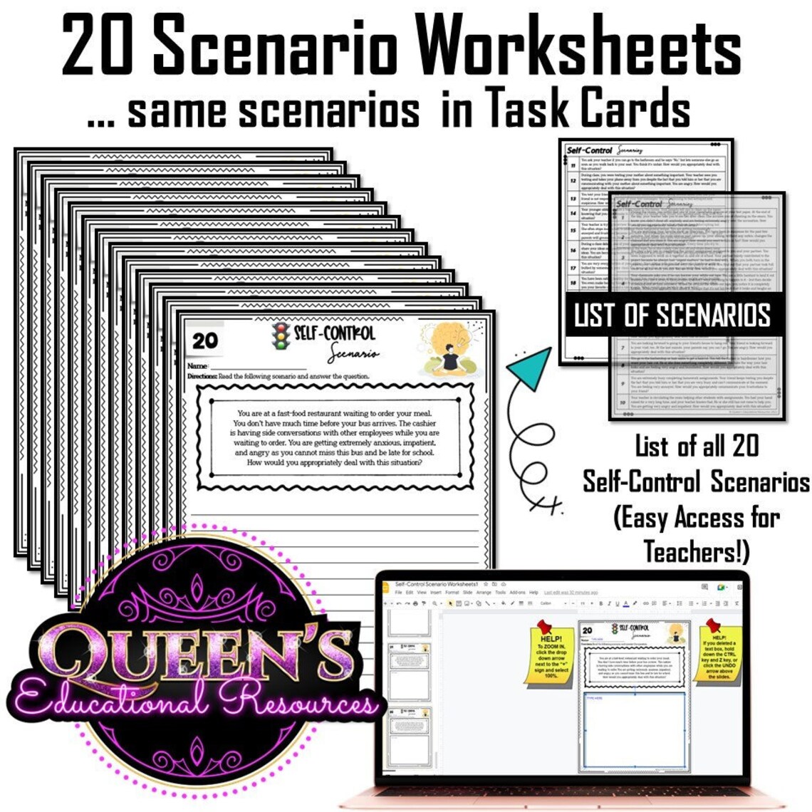 Self-control Scenarios Self-regulation Situation Cards Self-management ...