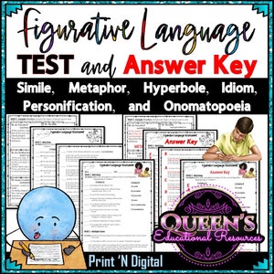 Figurative Language Tests | Similes | Metaphors | Onomatopoeia ...