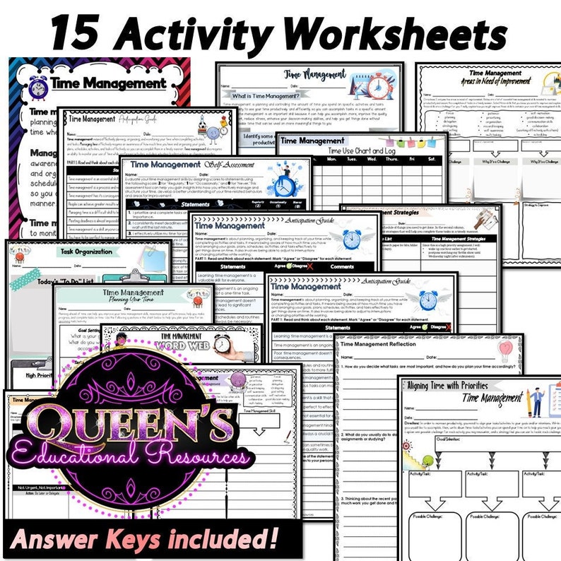 Time Management Worksheets | Time Management Activities | Time ...