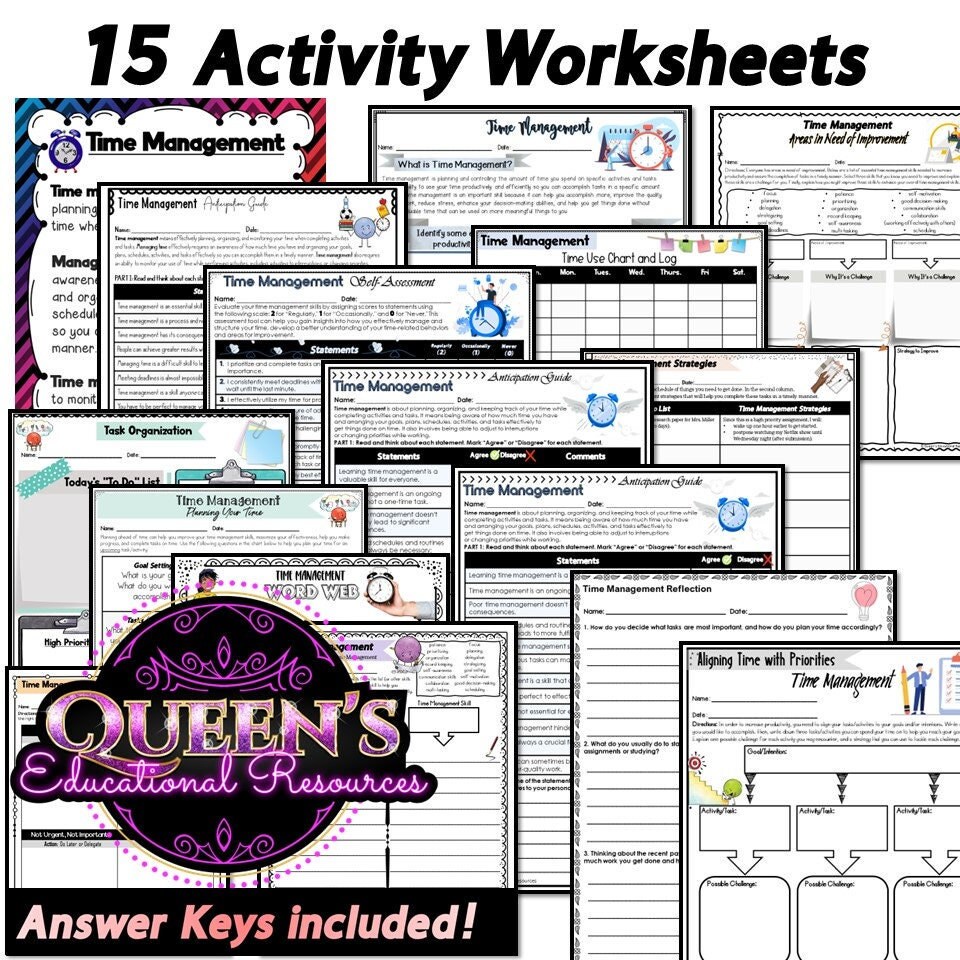 Time Management Worksheets | Time Management Activities | Time ...