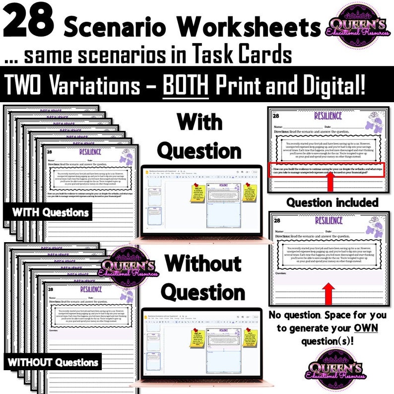 Resilience Scenarios | Resilience Worksheets | Situation Cards ...