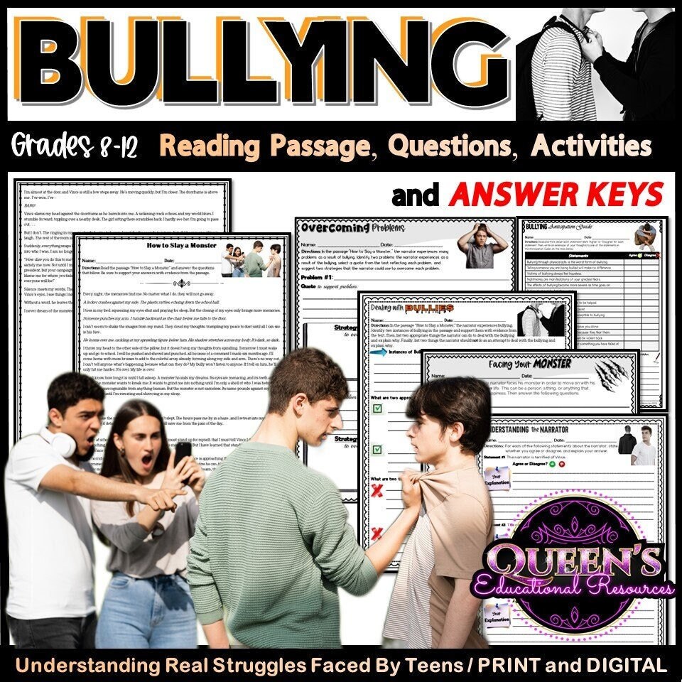 Bullying Reading Passage | Bullying Awareness | Anti Bullying ...