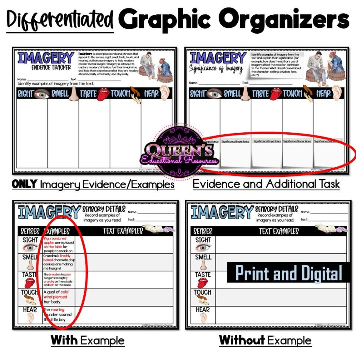 Imagery Worksheets | Imagery Graphic Organizer Worksheets | Imagery ...
