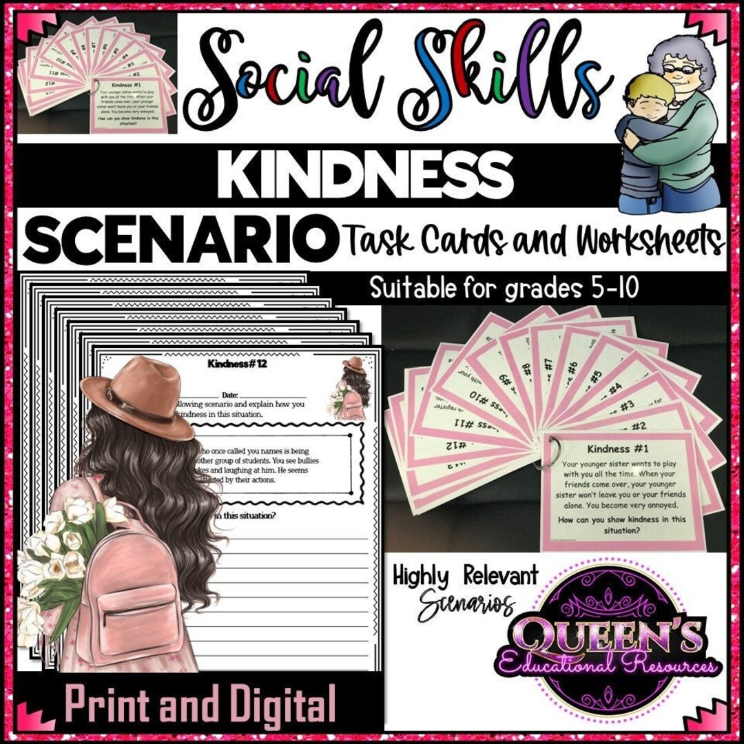 Kindness Scenarios Kindness Task Cards Kindness Worksheets - Etsy