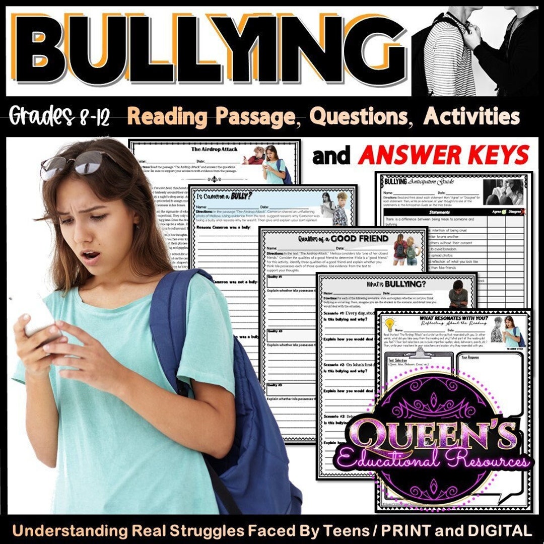 Bullying Reading Passage | Bullying Awareness | Anti Bullying ...