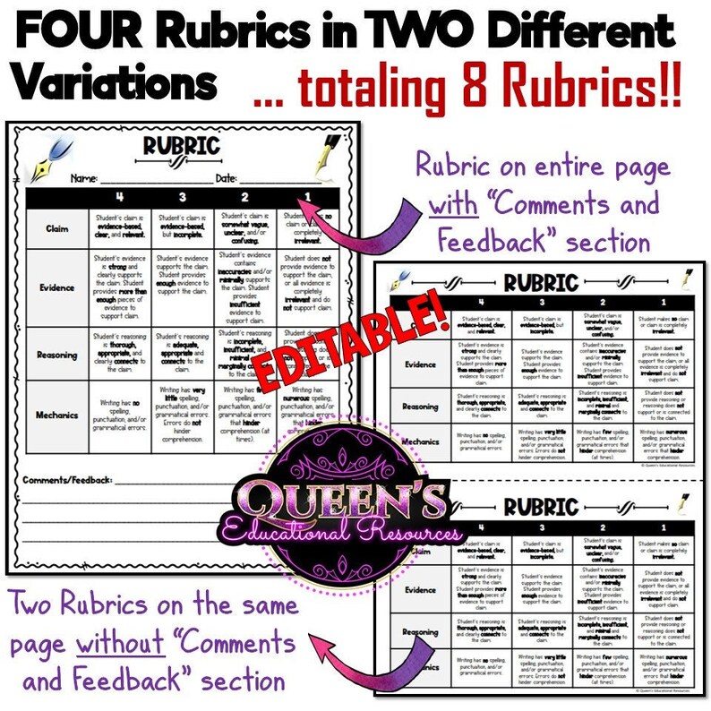 Citing Evidence Rubrics, Evidence, Assessment Rubrics, Homeschool ...