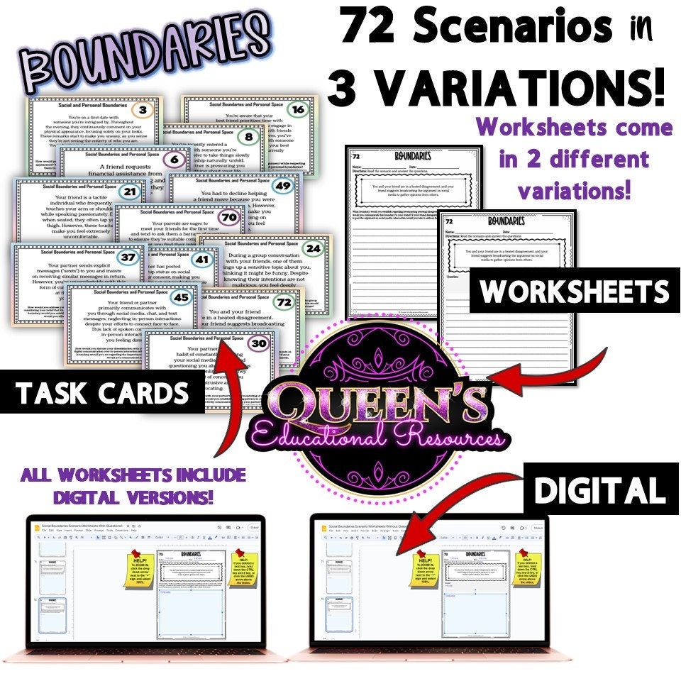 Personal and Social Boundaries Activities | Personal Space Situation ...