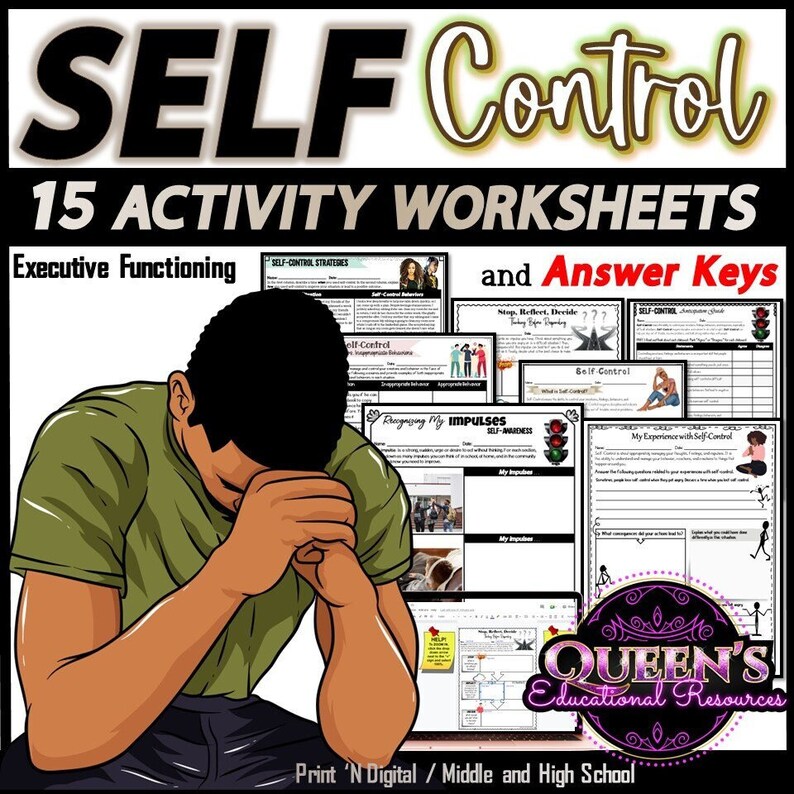 Self-control Worksheets Self-awareness Worksheets - Etsy
