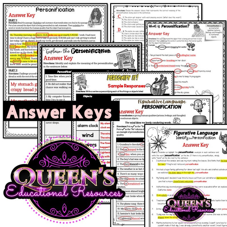 Personification Activities | Personification Worksheets | Figurative Language | Personification ...