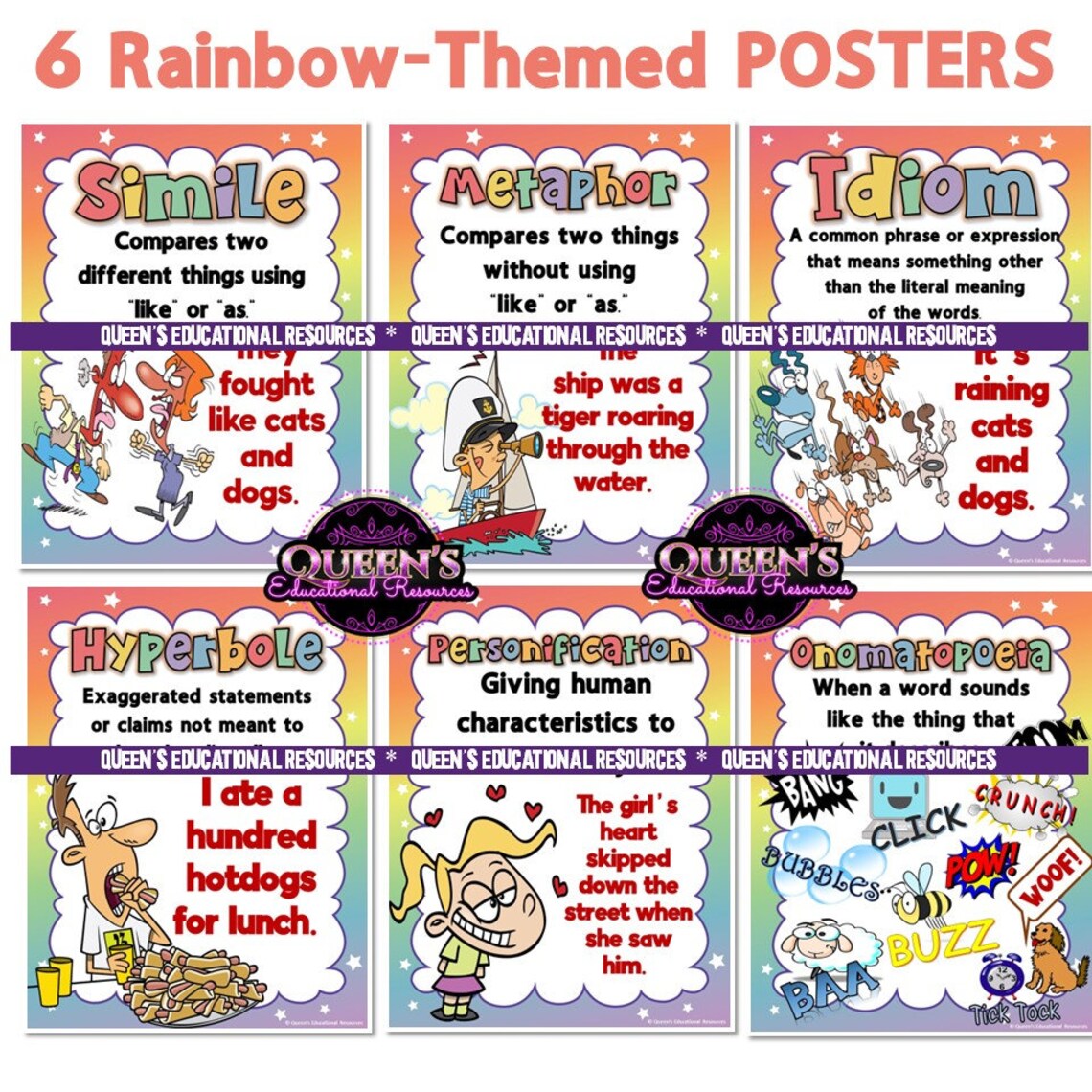 Figurative Language Posters | Learning Posters | Onomatopoeia ...