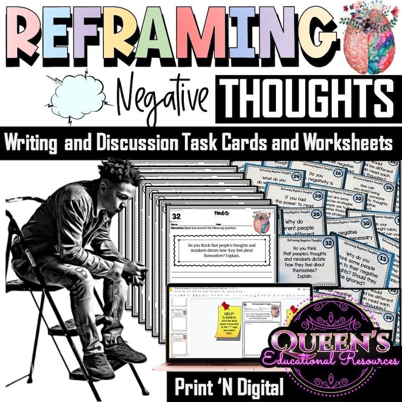 Reframing Negative Thoughts Worksheets Scenarios Positive - Etsy