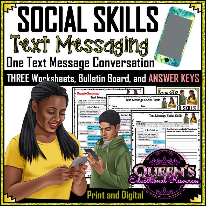 Social Skills Text Messaging Worksheets | Text Messaging Worksheets ...