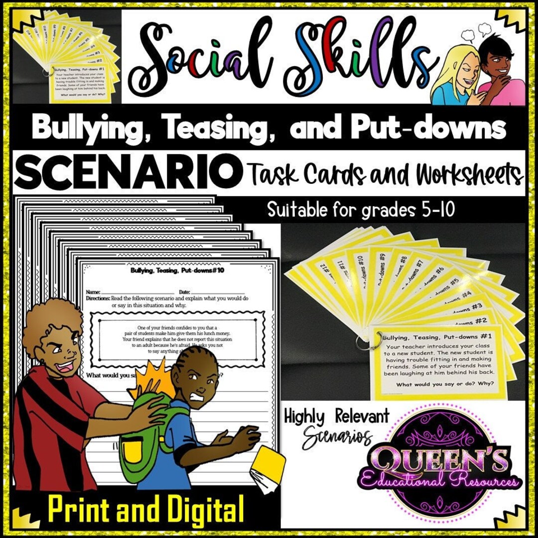 Bullying Anti-bullying Scenarios Task Cards Conflict - Etsy México