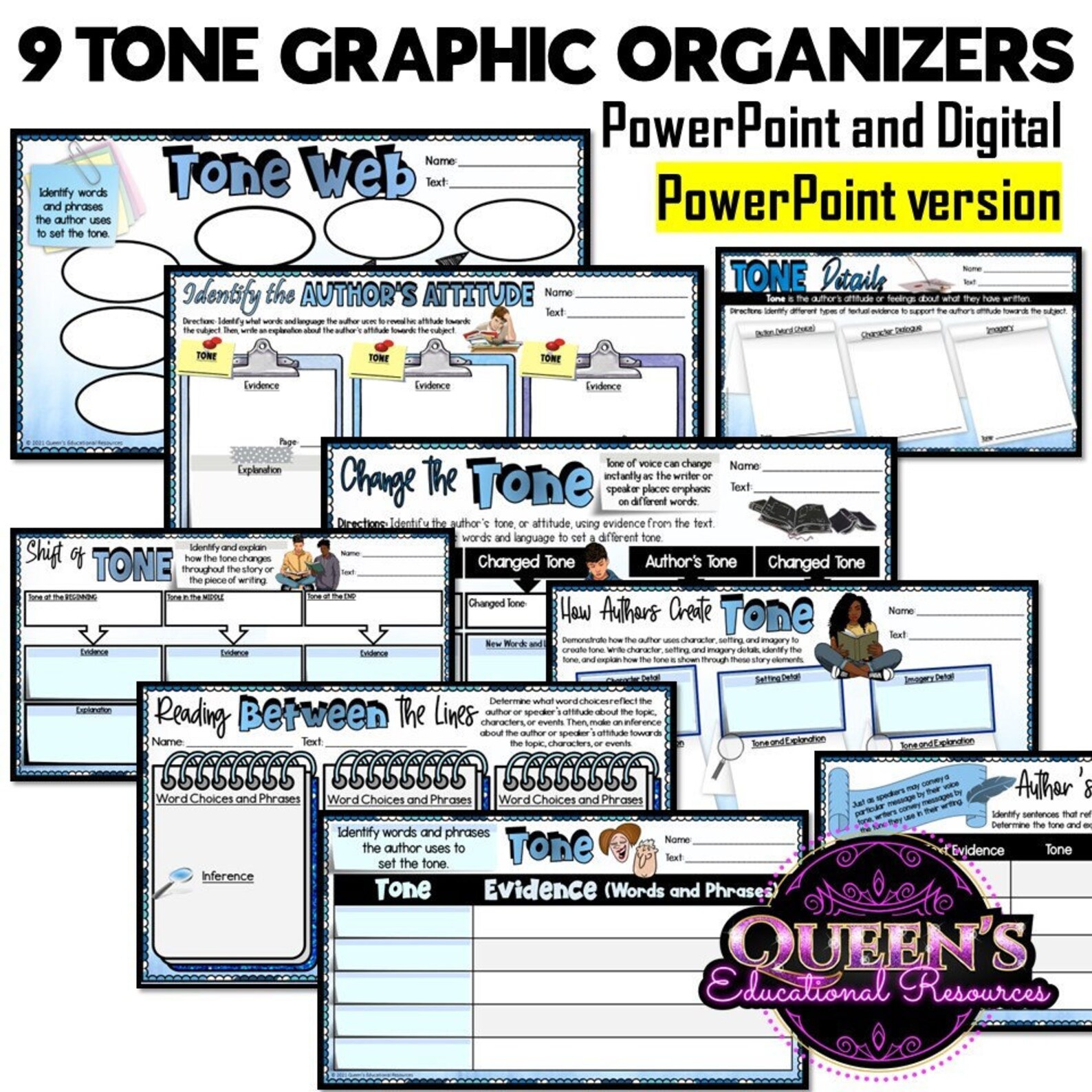 Author's Tone, Mood and Tone Graphic Organizers, Tone and Mood ...