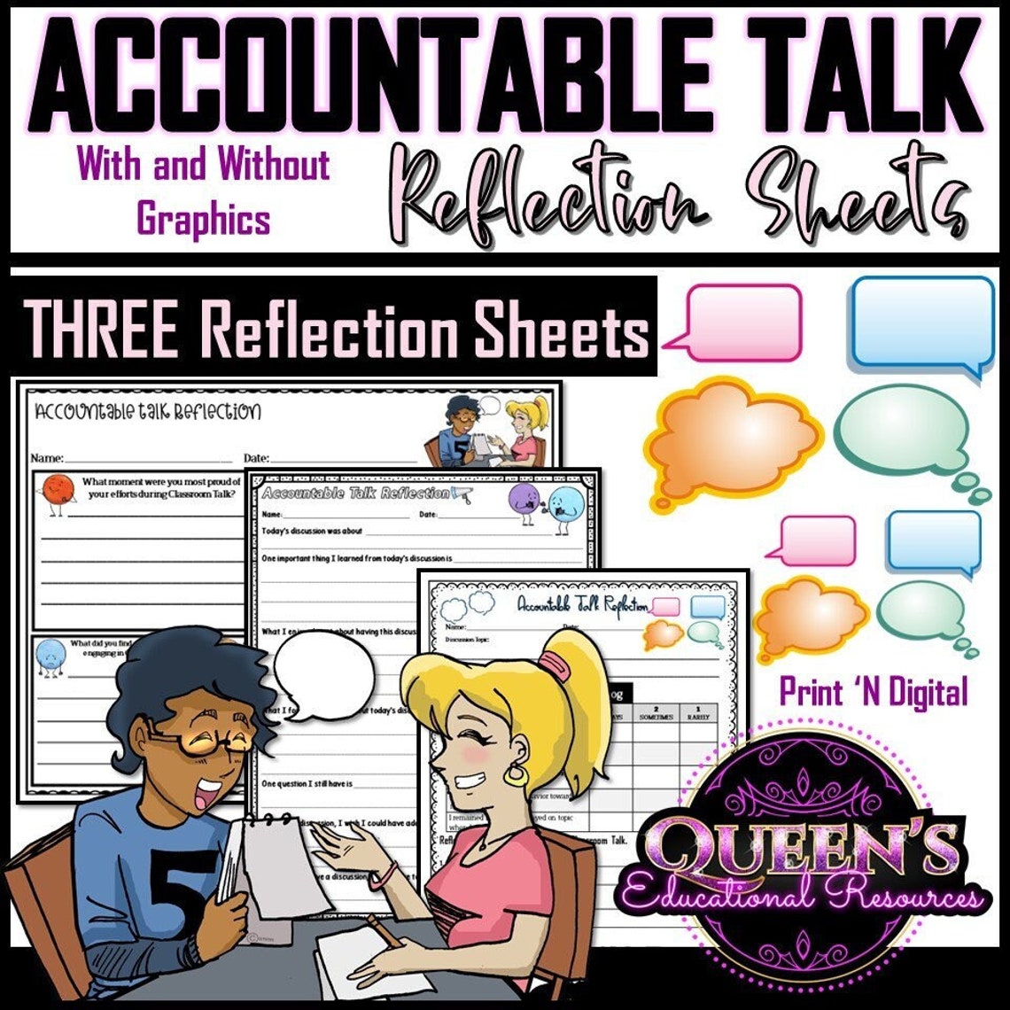 Accountable Talk Reflection Sheets, Reflection Worksheets, Discussion ...