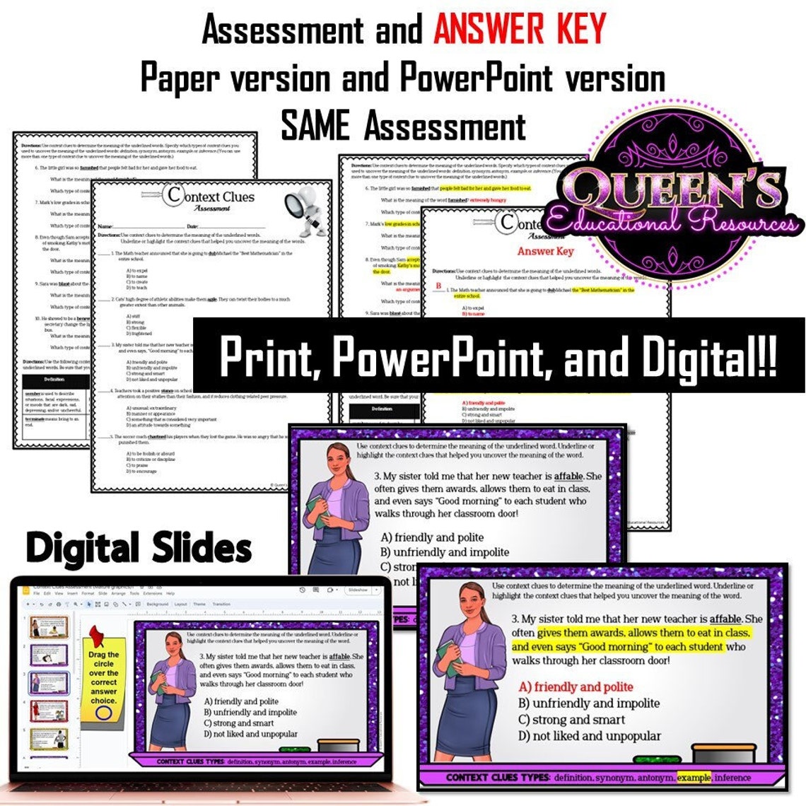 Context Clues Test, Context Clues Assessment, Context Clues Worksheets ...