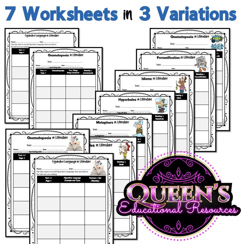 Figurative Language Graphic Organizers | Similes | Metaphors ...