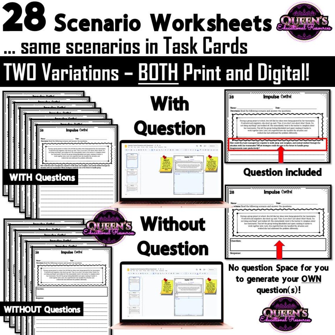 Self-control Scenarios | Impulse Control Scenarios | Self-regulation ...