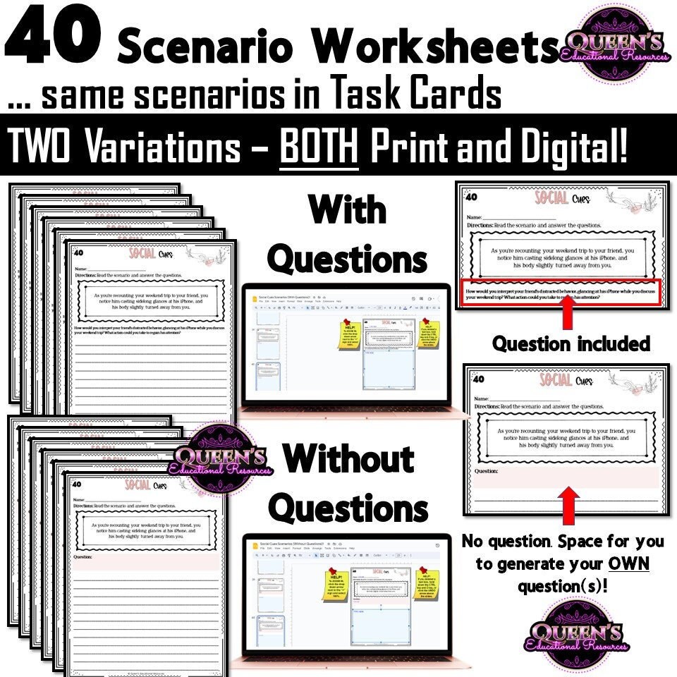 Social Cues Scenarios | Nonverbal Cues | Body Language Activities ...