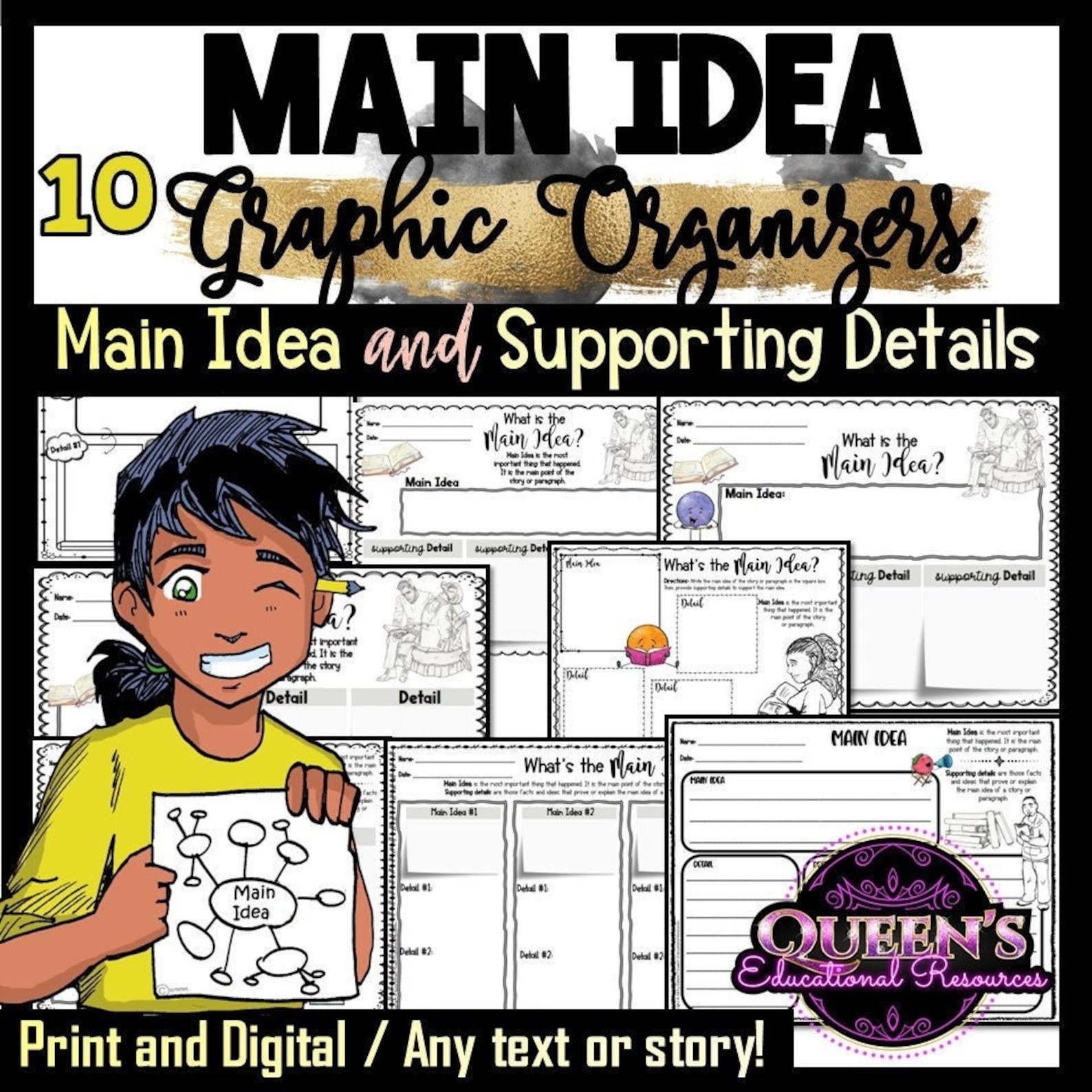 Main Idea Graphic Organizers, Main Idea Worksheets, Reading ...