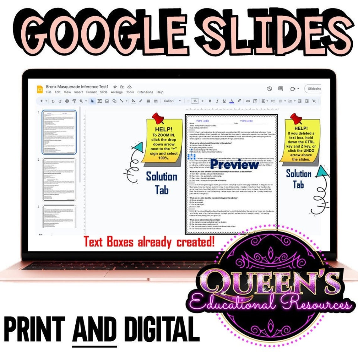 Bronx Masquerade Assessment, Inference Test, Making Inferences Task ...