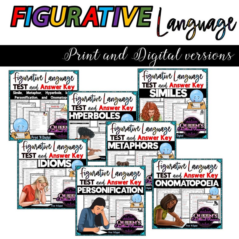 Figurative Language Tests | Similes | Metaphors | Onomatopoeia ...