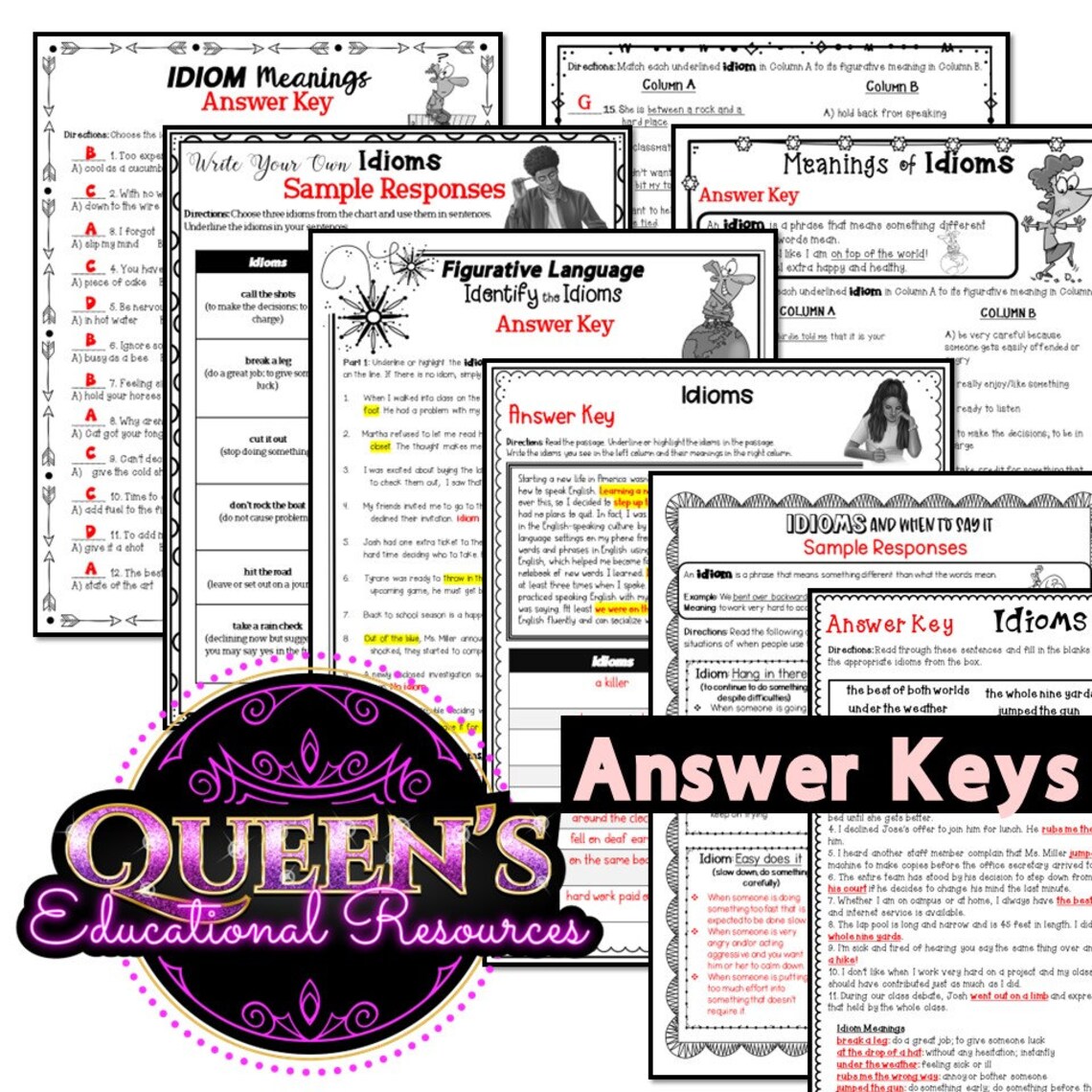 Idiom Activities | Idiom Worksheets | Figurative Language | Idioms ...