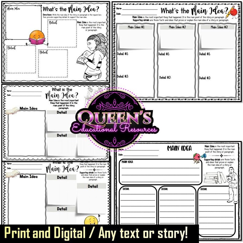 Main Idea Graphic Organizers, Main Idea Worksheets, Reading ...