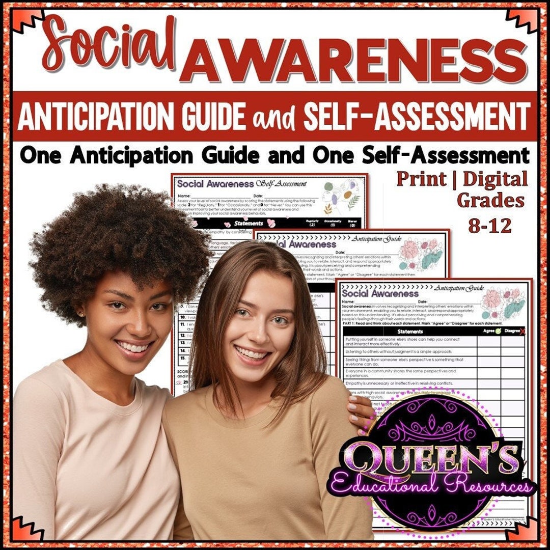 Social Awareness Anticipation Guide and Self-assessment | Social ...