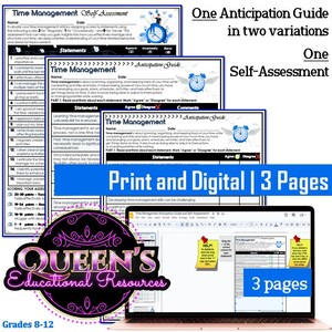 Time Management Anticipation Guides | Time Management Assessment | Time ...
