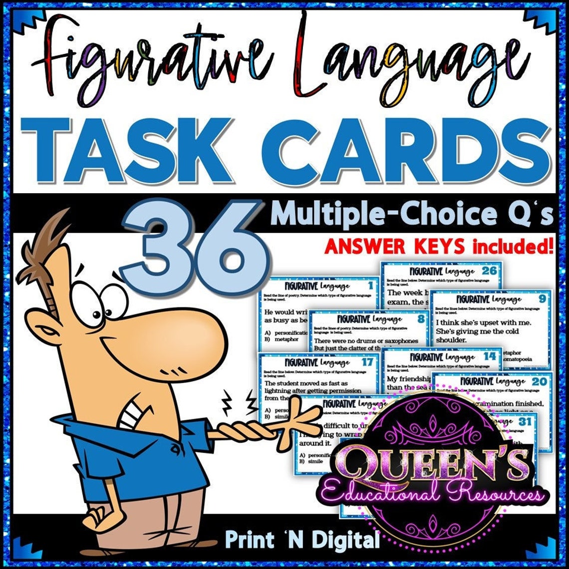 Figurative Language Task Cards | Multiple-choice Task Cards | Reading ...