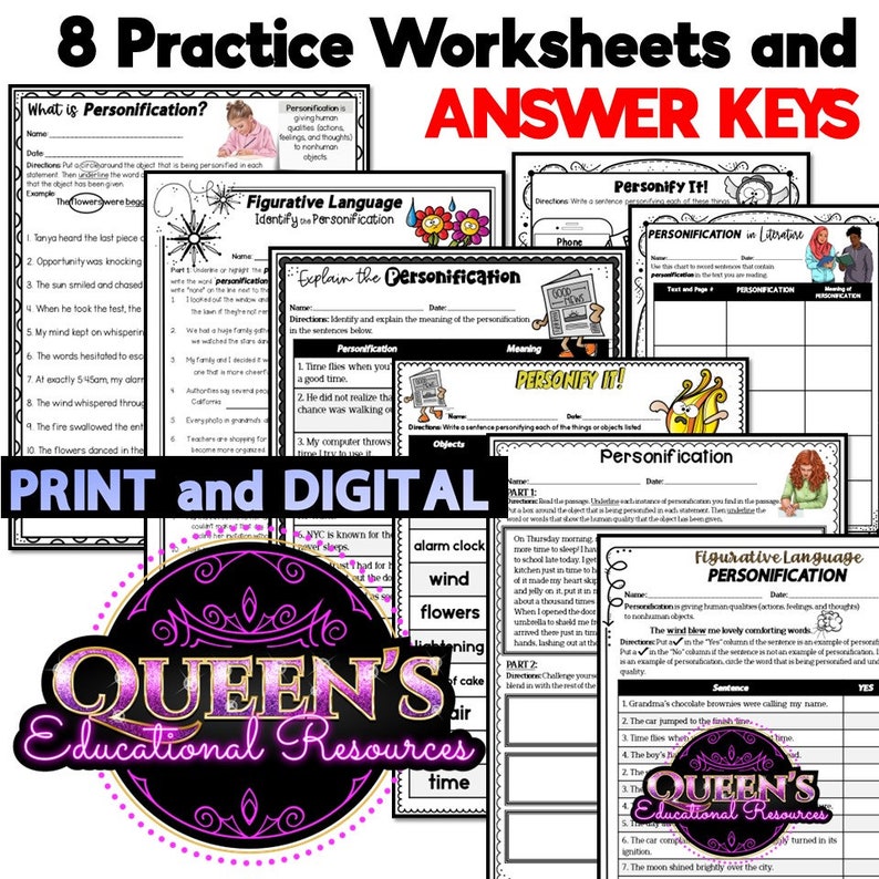 Personification Activities | Personification Worksheets | Figurative ...