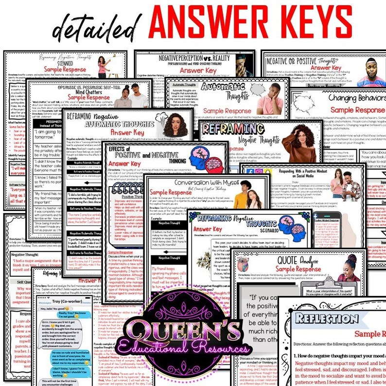 Reframing Negative Thoughts Worksheets Scenarios Positive - Etsy