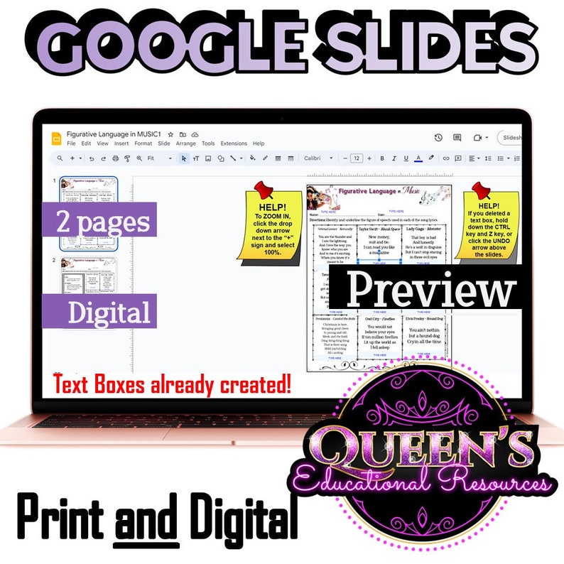 Figurative Language in Music Worksheet | Figurative Language Activities ...