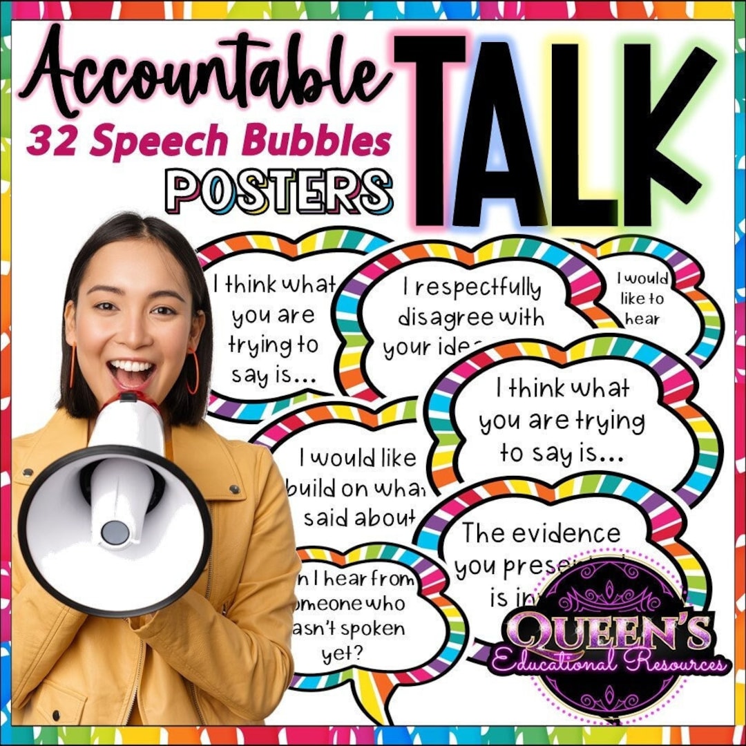 Accountable Talk Posters, Speech Bubble Posters, Classroom Decor ...